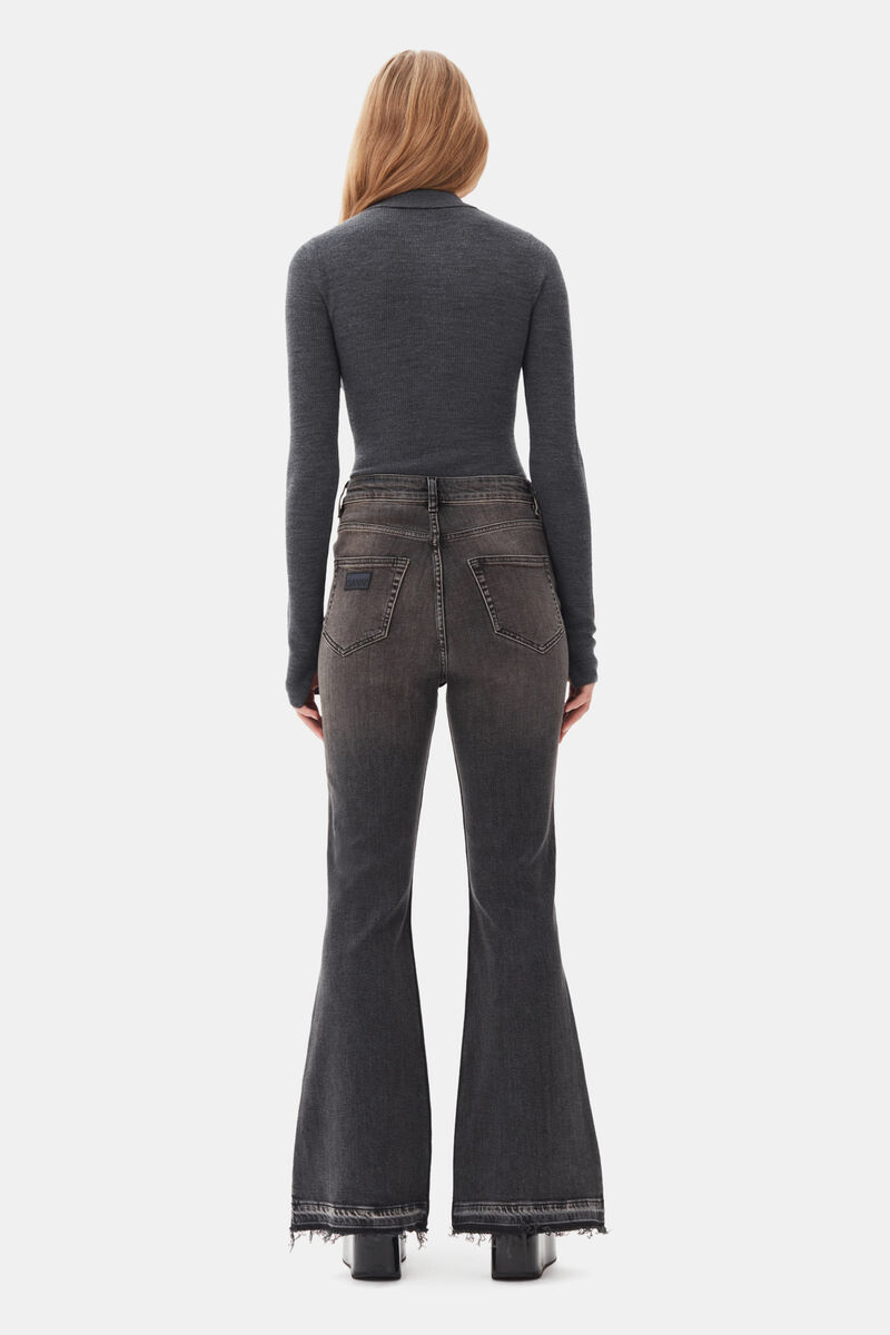 Washed Black/Black Washed Black Flared Jeans | GANNI AU