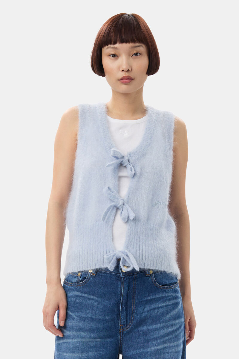 Heather Blue Tie String Vest | GANNI AU