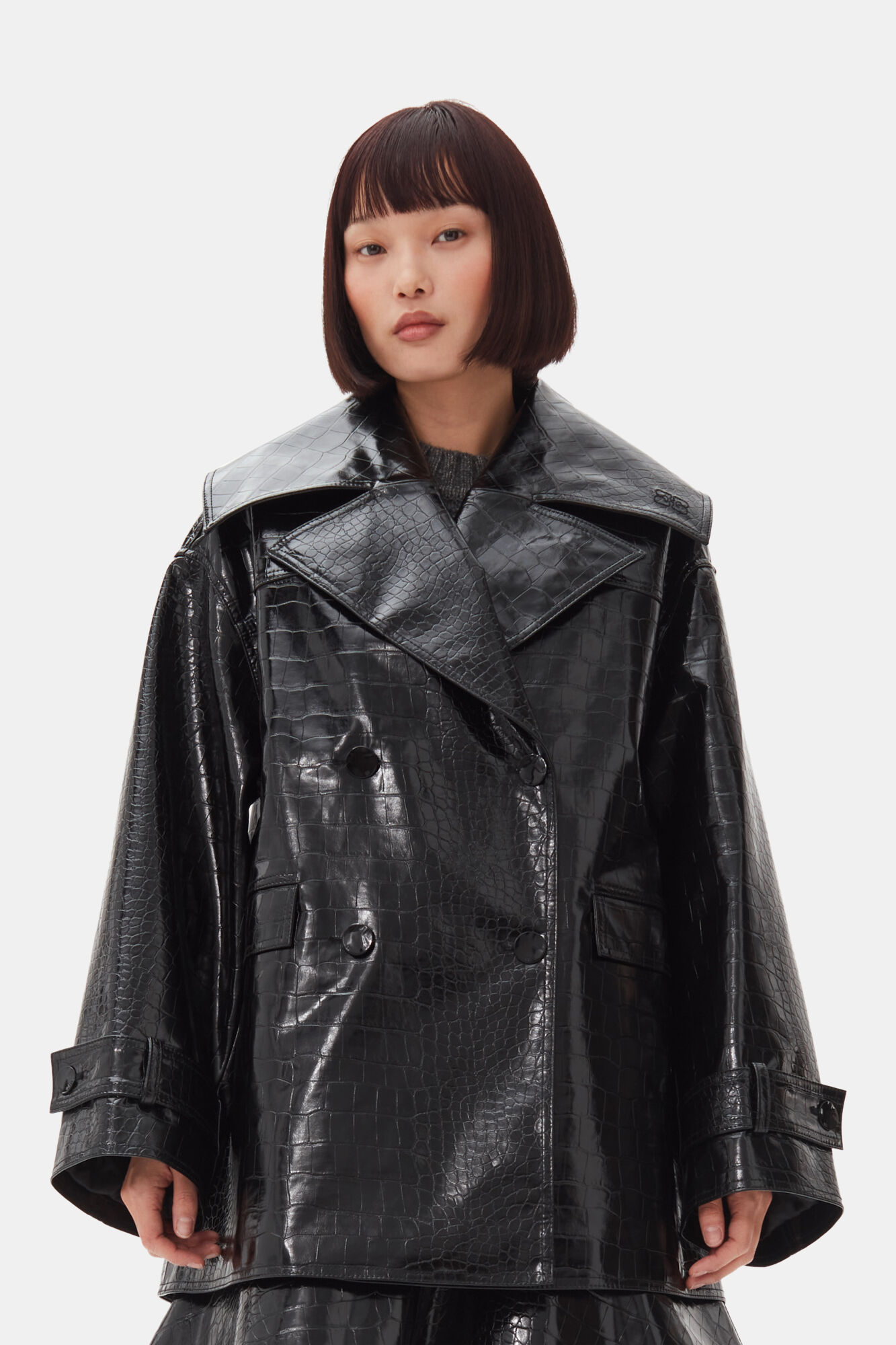 Black Black Future Coated Midi Jacket | GANNI KR 가니