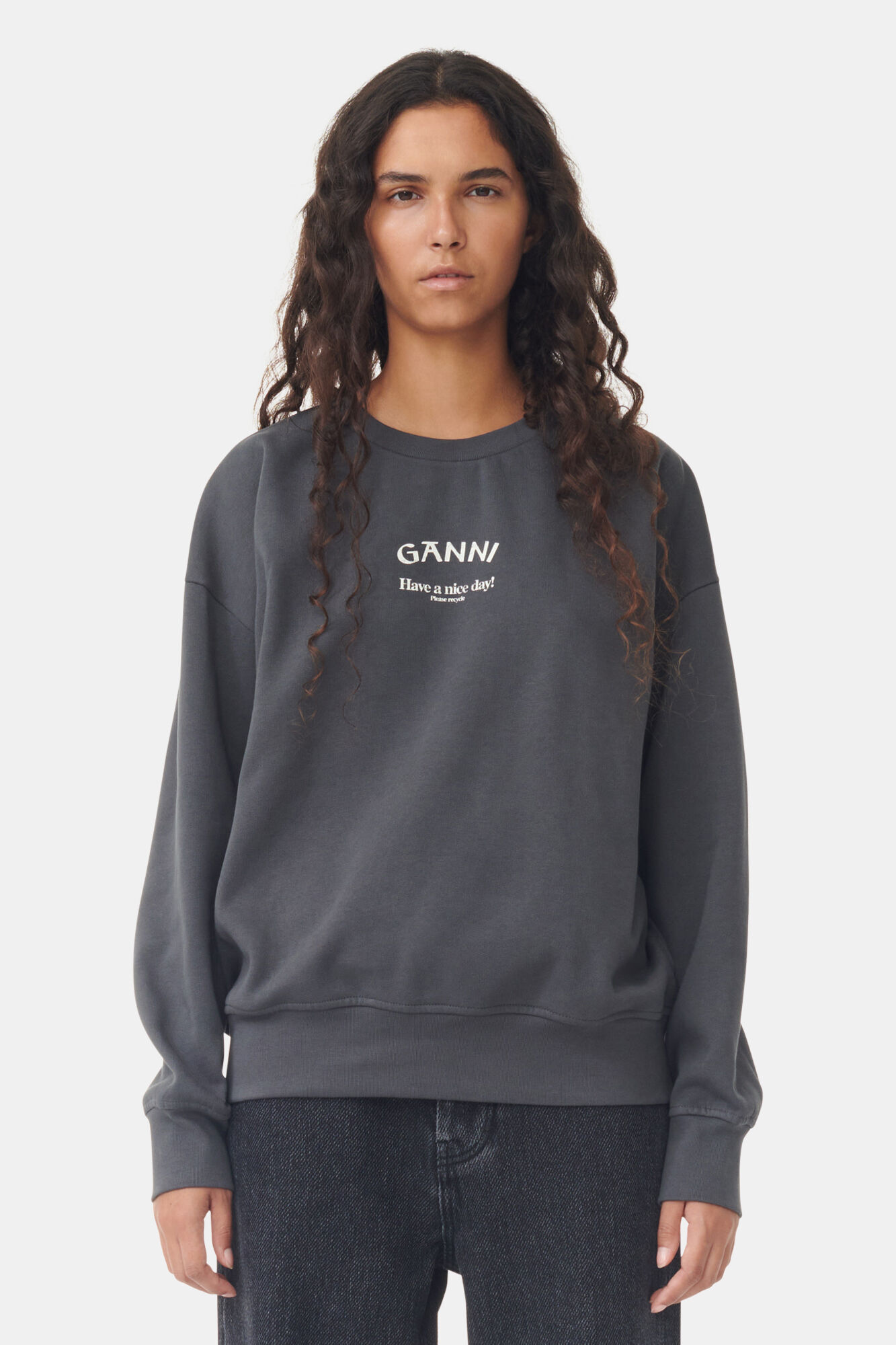 Volcanic Ash Grey Isoli Oversized Sweatshirt | GANNI KR 가니