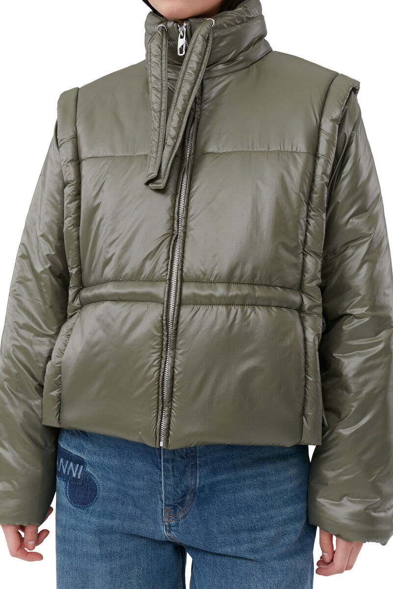 Kalamata Green Shiny Vest Jacket | GANNI US