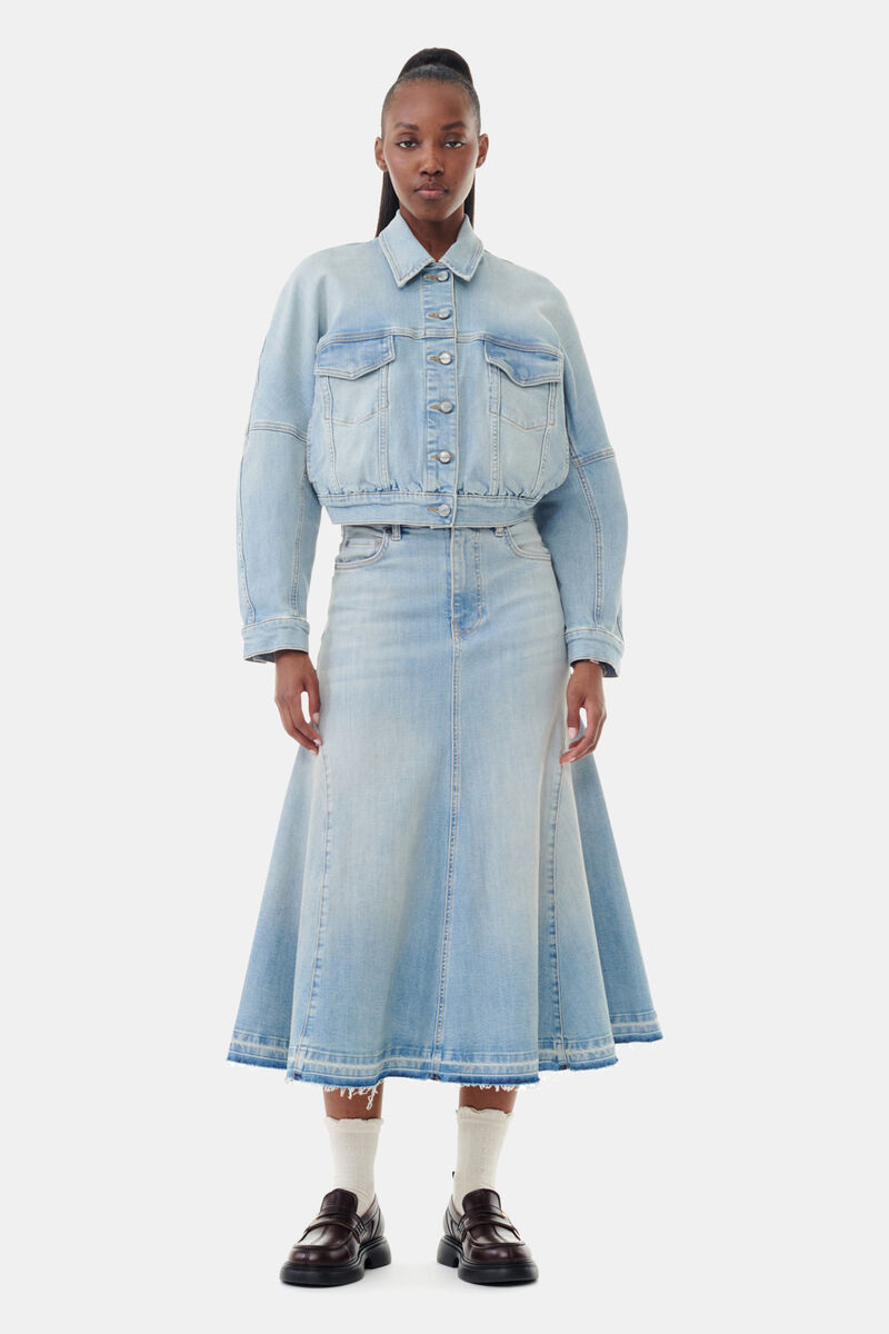 Tint Wash Light Blue Denim Bomber Jacket | GANNI UK