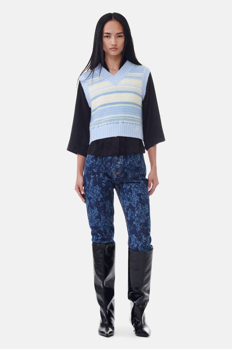 Skyway Blue Stripe Vest | GANNI UK