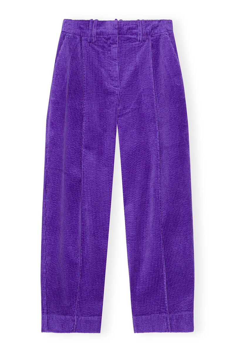 Purple Corduroy Relaxed Pleated Trousers | GANNI US
