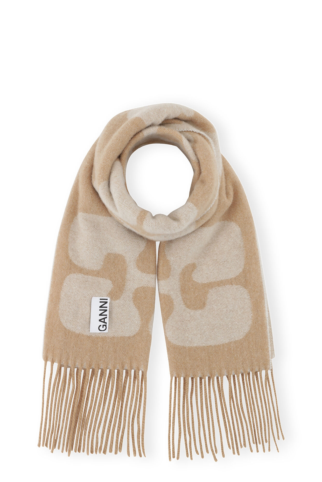 White Narrow Logo Scarf | GANNI US