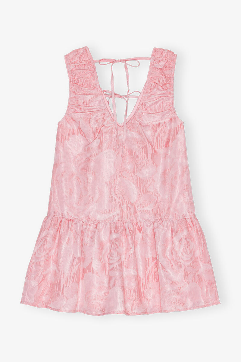 Bleached Mauve Pink Textured Cloqué Mini Dress | GANNI US