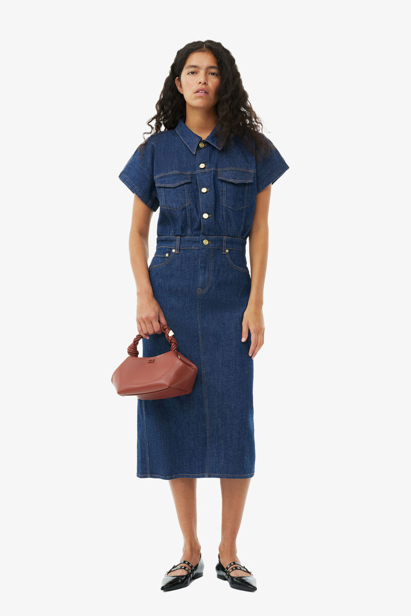 Denim Rose Midi Dress | GANNI UK