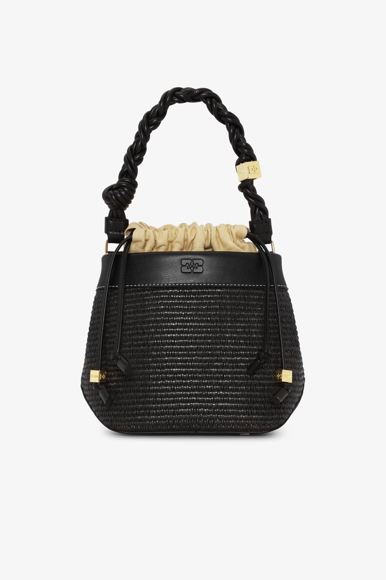 Black GANNI Bou Bucket Bag Raffia | GANNI