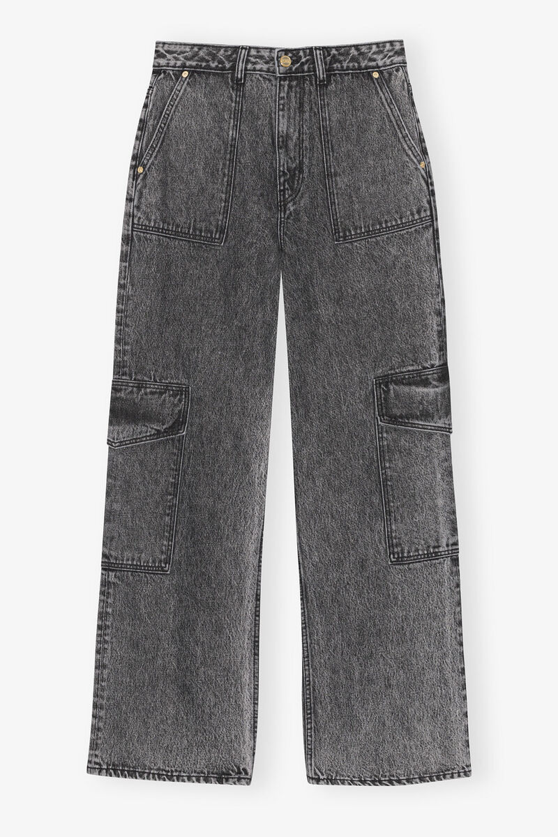Black Washed Snow Washed Denim Angi Jeans | GANNI CA