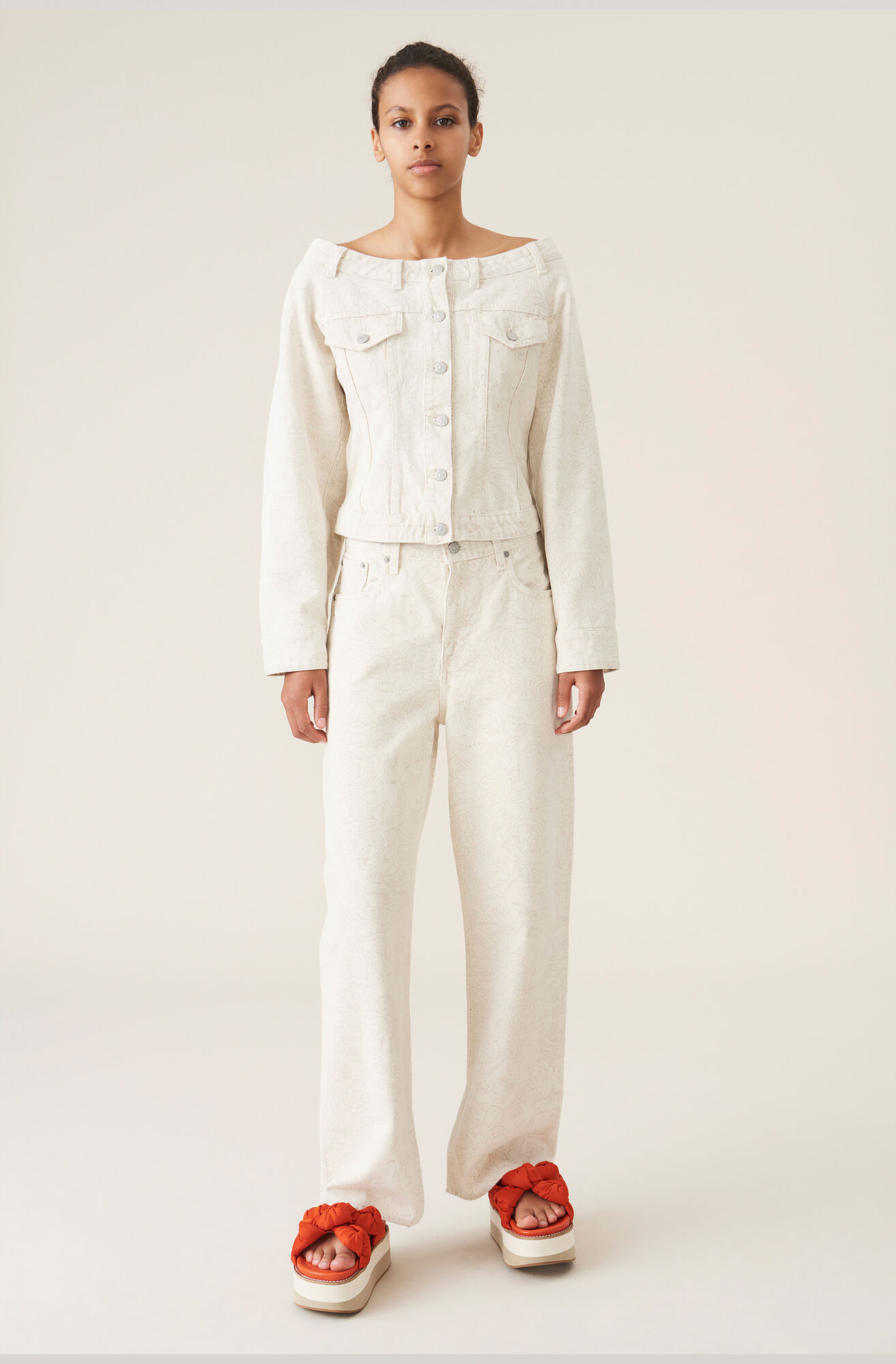 Nature Printed Denim Low-waisted Relaxed Jeans | GANNI US