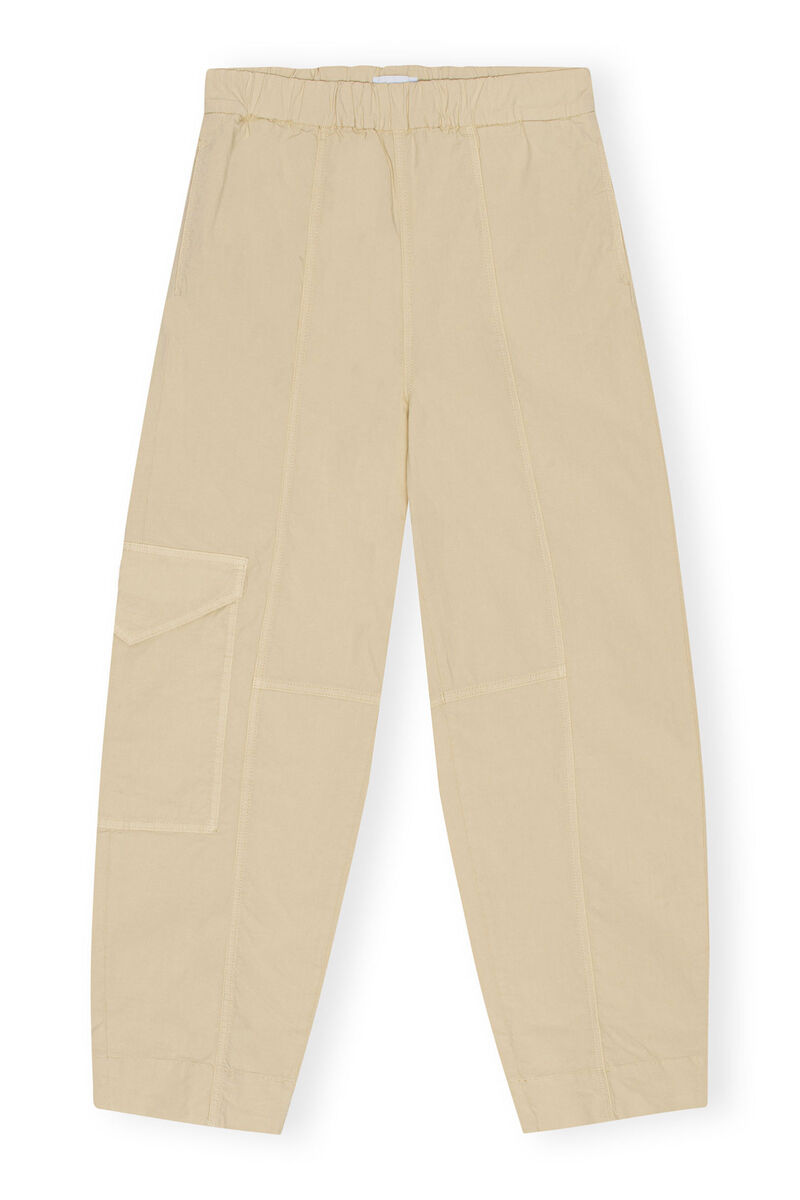 Washed Cotton Canvas Elasticated Curve Pants | GANNI