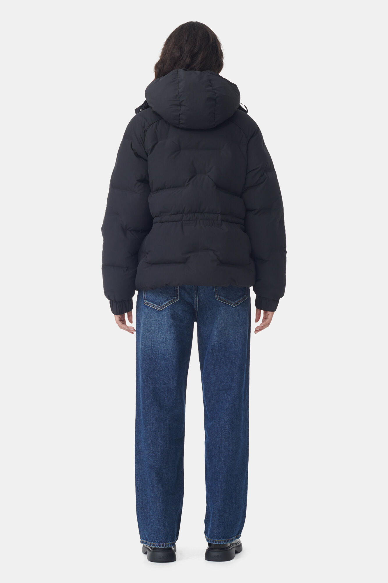 Black Black Short Puffer Raglan Jacket | GANNI CA