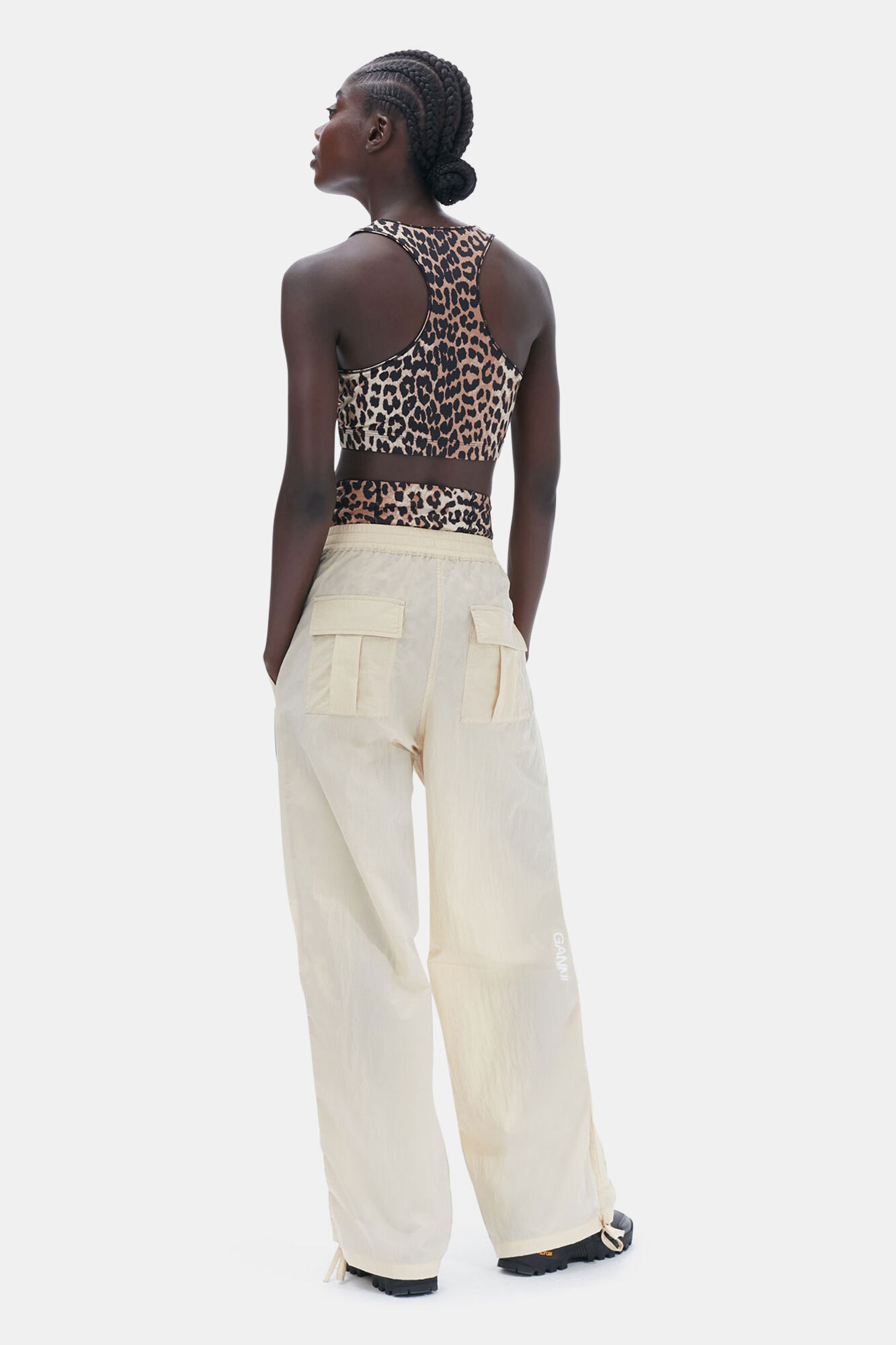 Leopard Active Racerback Zipper Top | GANNI UK