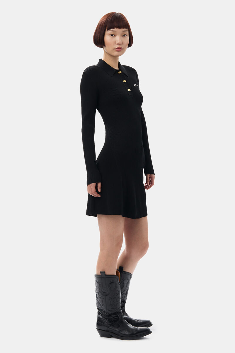 Black Black Future Viscose Rib Mini Dress | GANNI SI