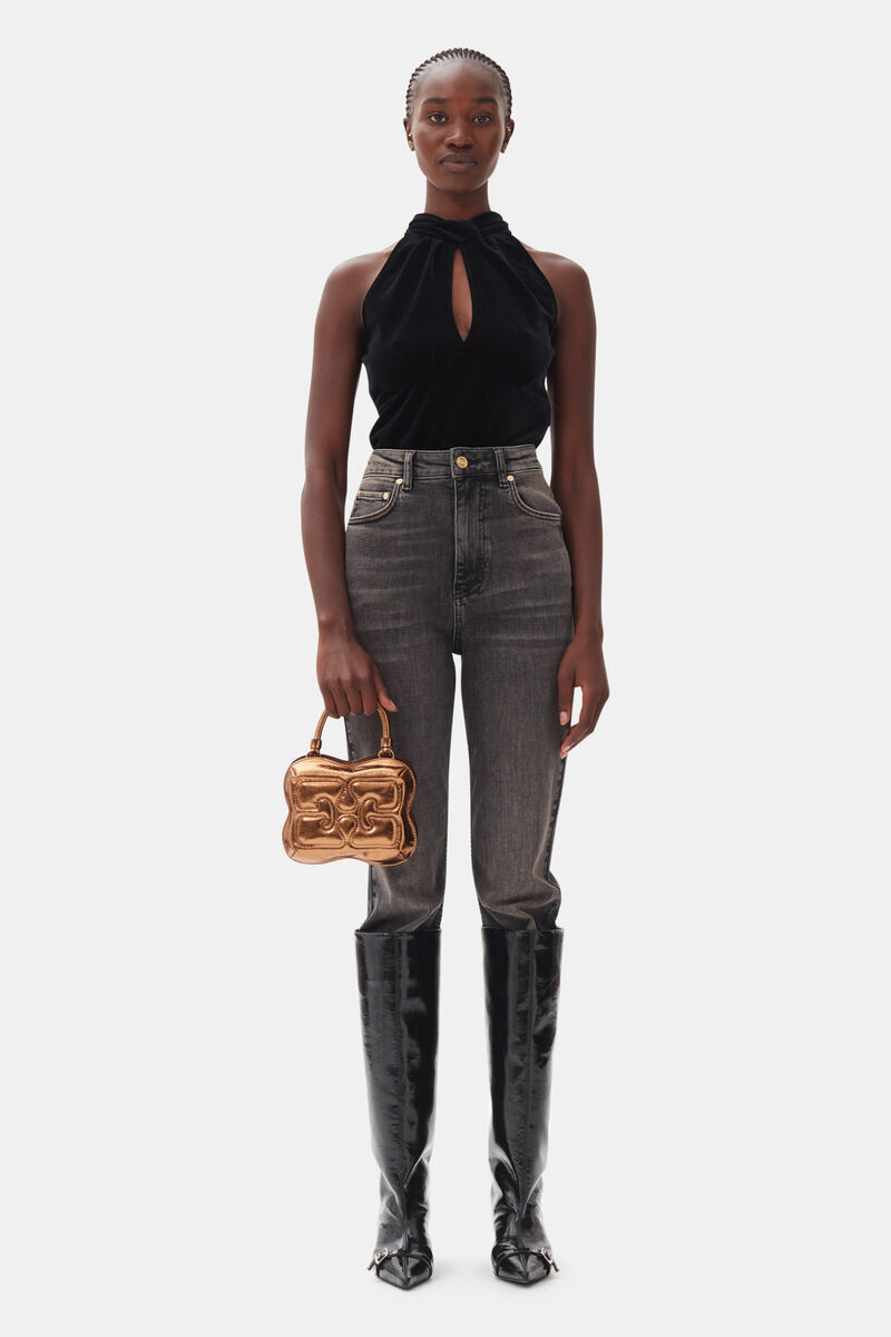 Black Black Eyelets Slouchy High Shaft Boots | GANNI US