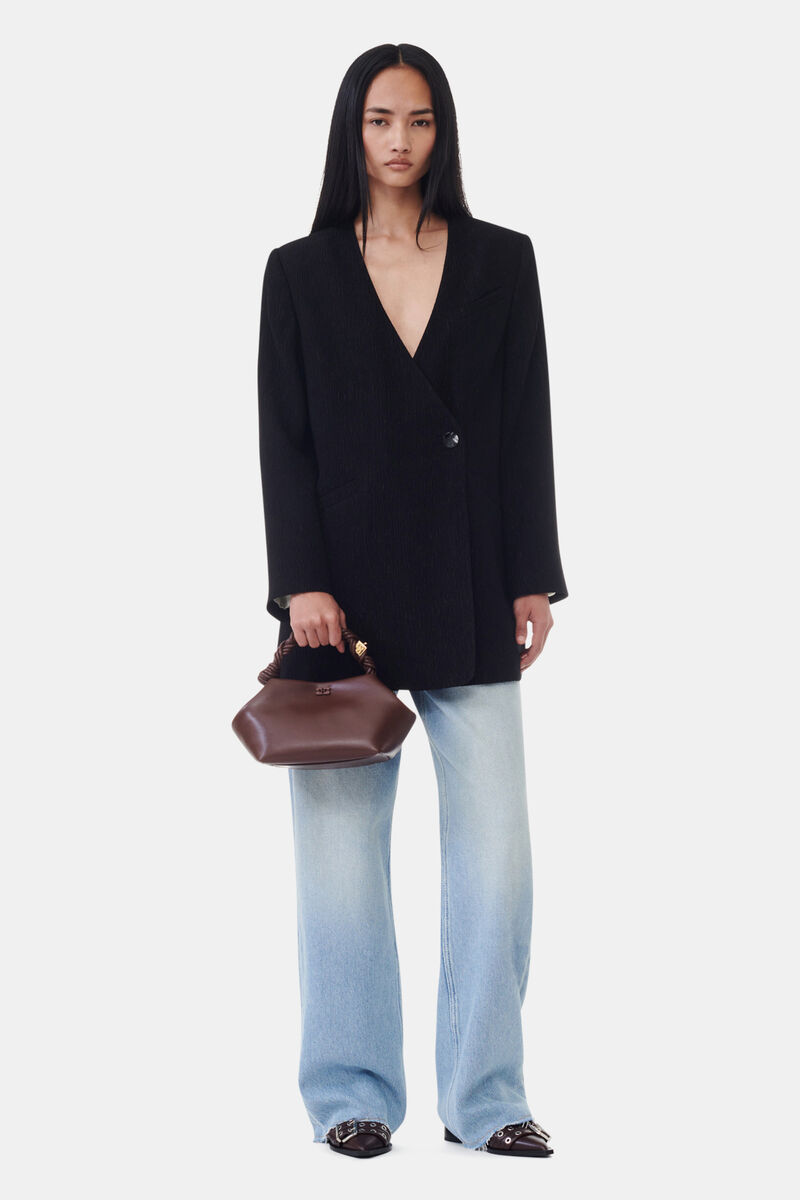 Black Viscose Boxy Blazer | GANNI AU