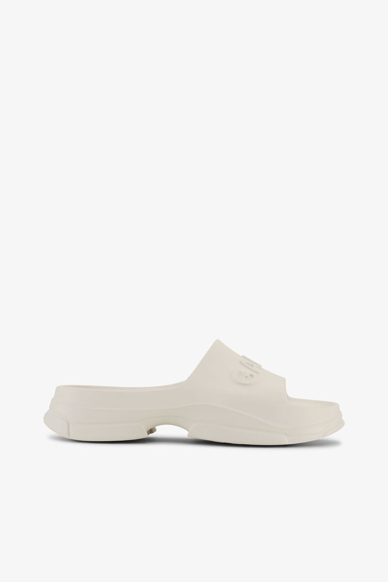 Egret White Pool Slide Sandals | GANNI AU