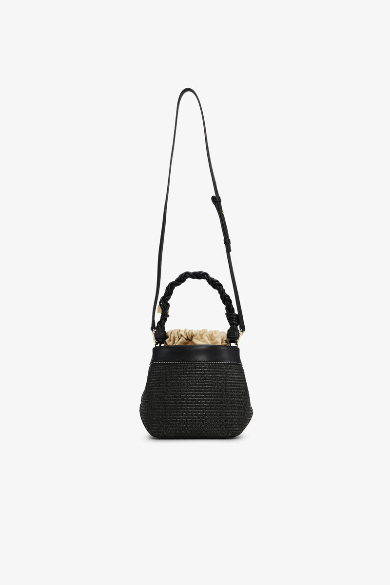 Black GANNI Bou Bucket Bag Raffia | GANNI AE