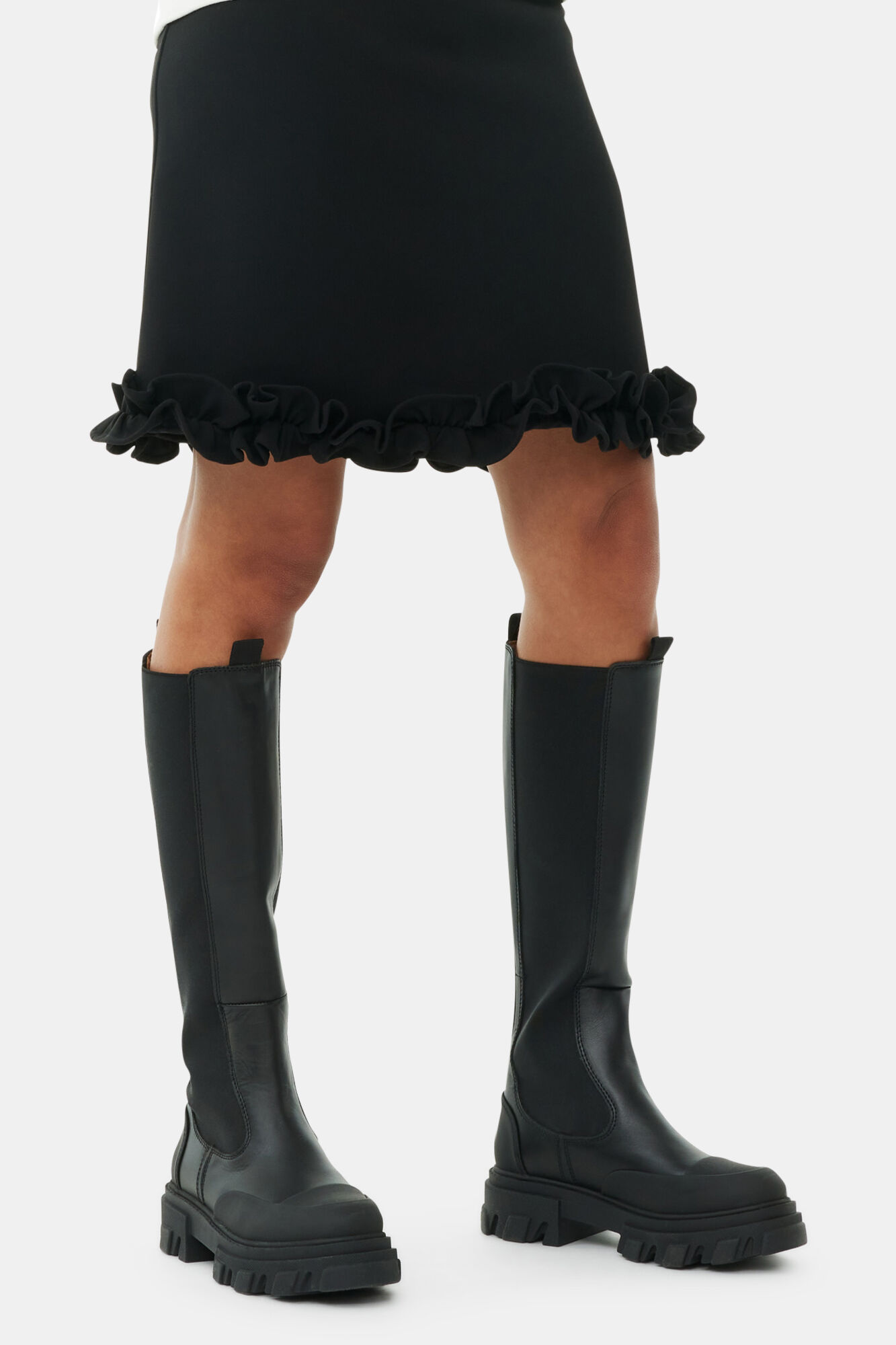 Black Black Stitch Cleated High Chelsea Boots | GANNI AU