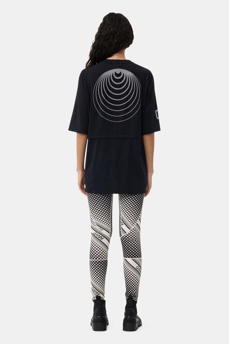 Black Active Mesh Layered T-shirt | GANNI AU