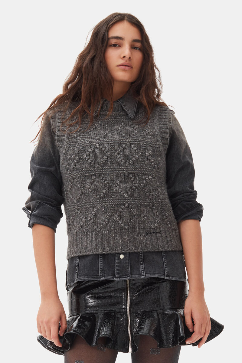 Phantom Grey Knit Vest | GANNI