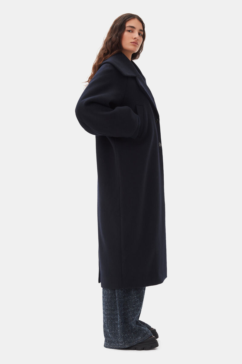 Dark Blue Wool Coat | GANNI