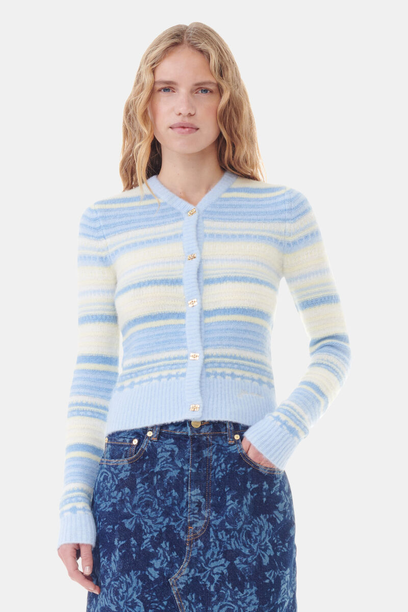 Skyway Blue Stripe Cardigan | GANNI UK