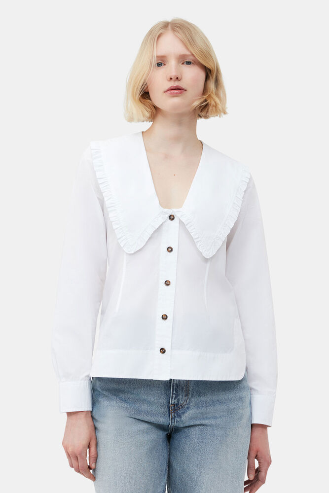 Frill Collar Blouses | Cotton Poplin Shirts | GANNI US