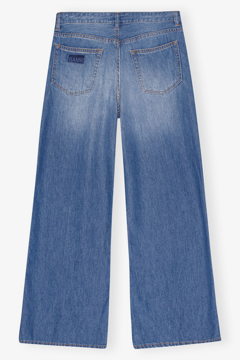 Mid Blue Vintage Blue Denim Wide Jeans | GANNI NL