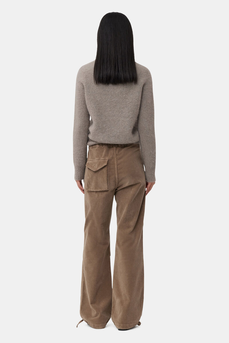 Brown Washed Corduroy Drawstring Trousers | GANNI