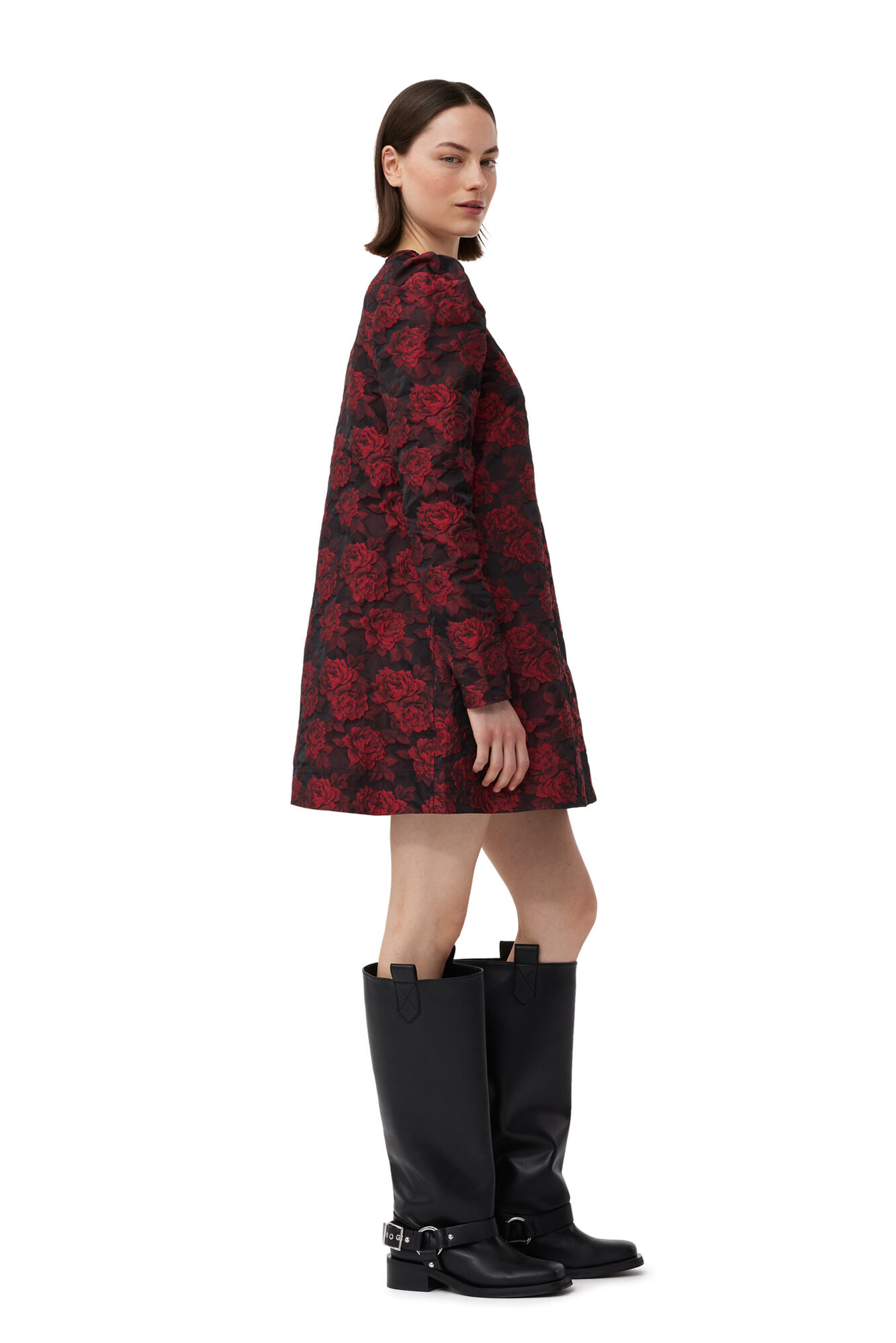 High Risk Red Red Botanical Jacquard Mini Dress | GANNI UK