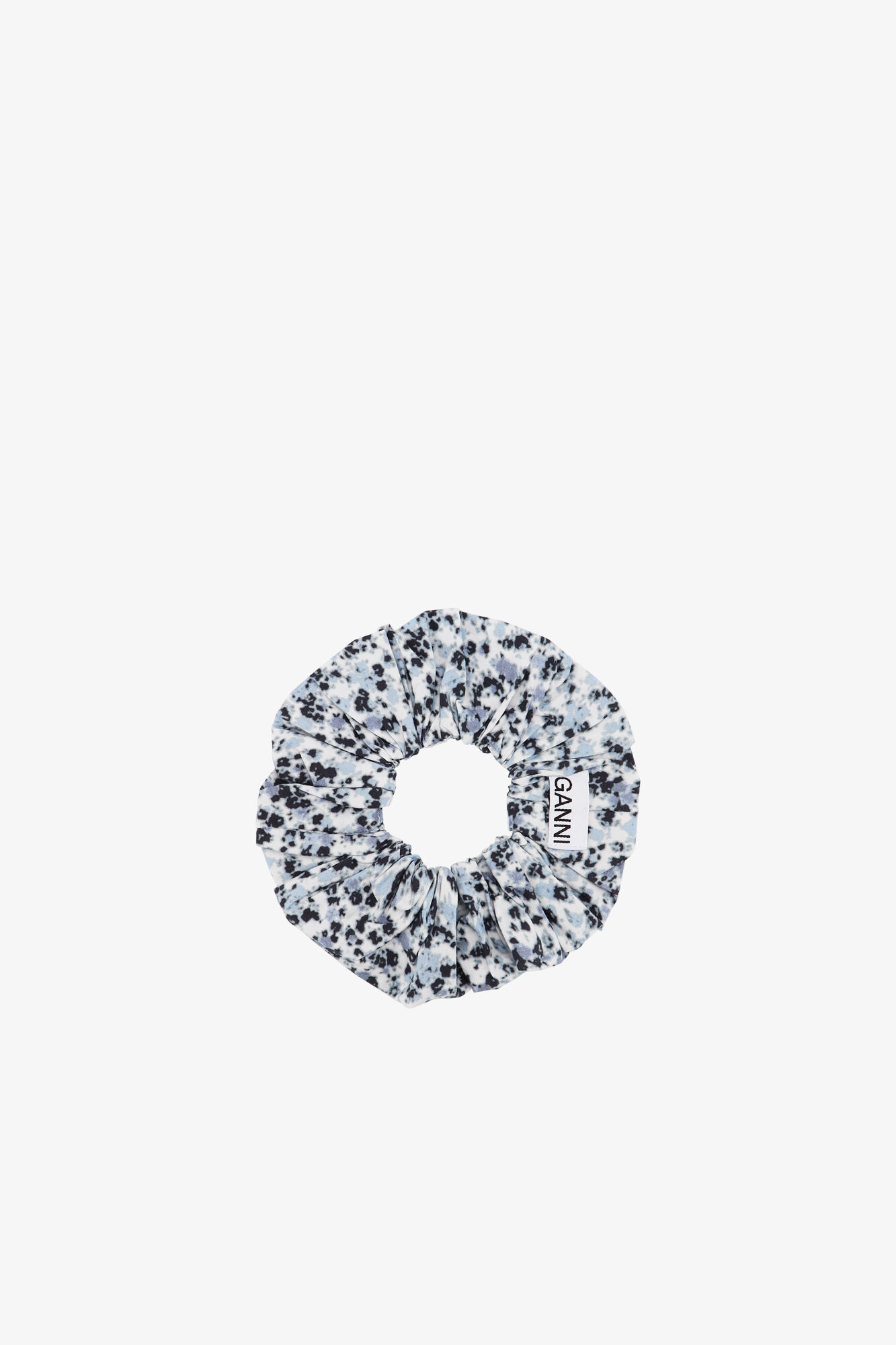 Blue Floral Printed Cotton Scrunchie | GANNI KR 가니
