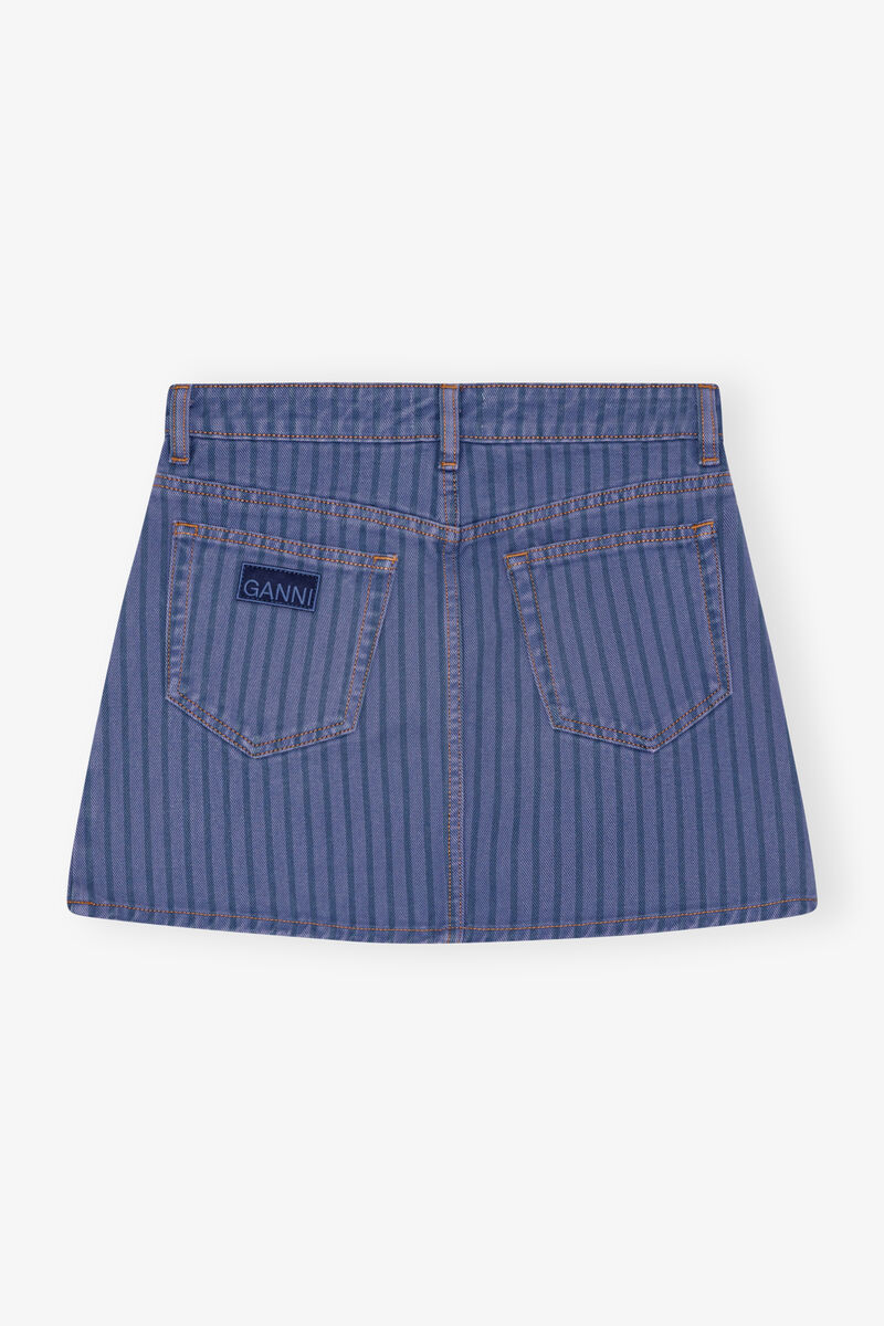 Stripe Overdyed Denim Mini Skirt Ganni Be
