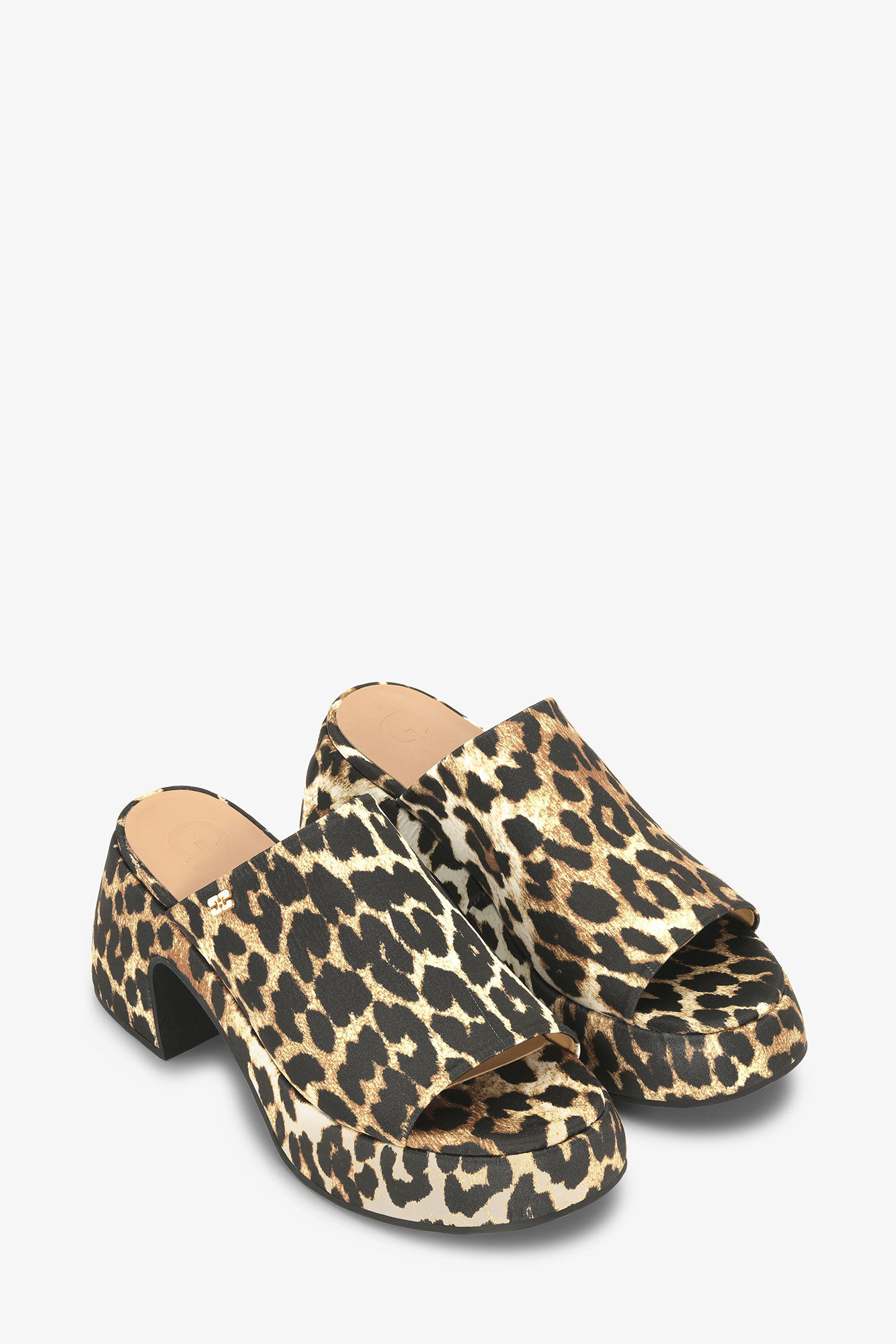 Leopard Leopard Butterfly Platform Satin Sandals | GANNI AU