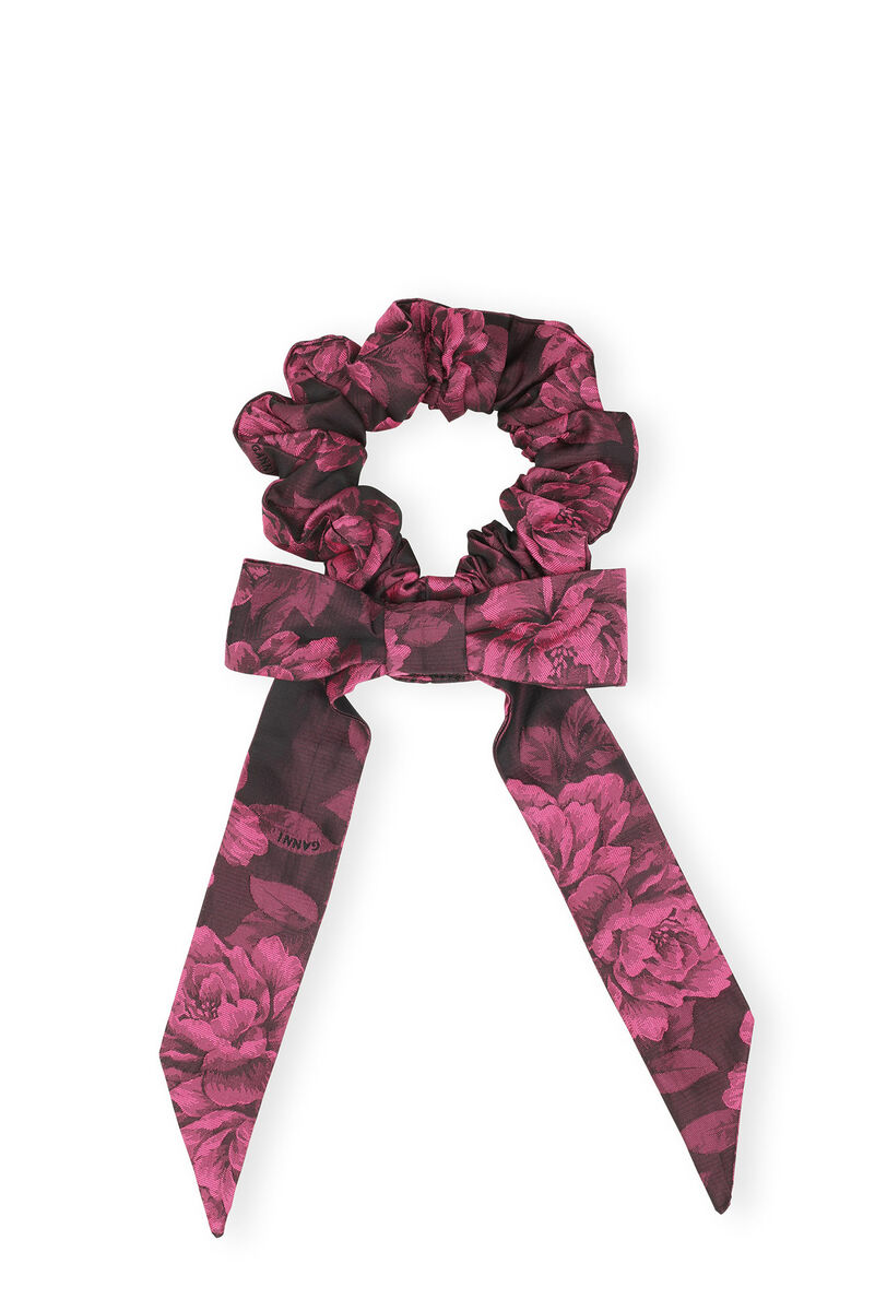 Botanical Jacquard Bow Scrunchie | GANNI UK