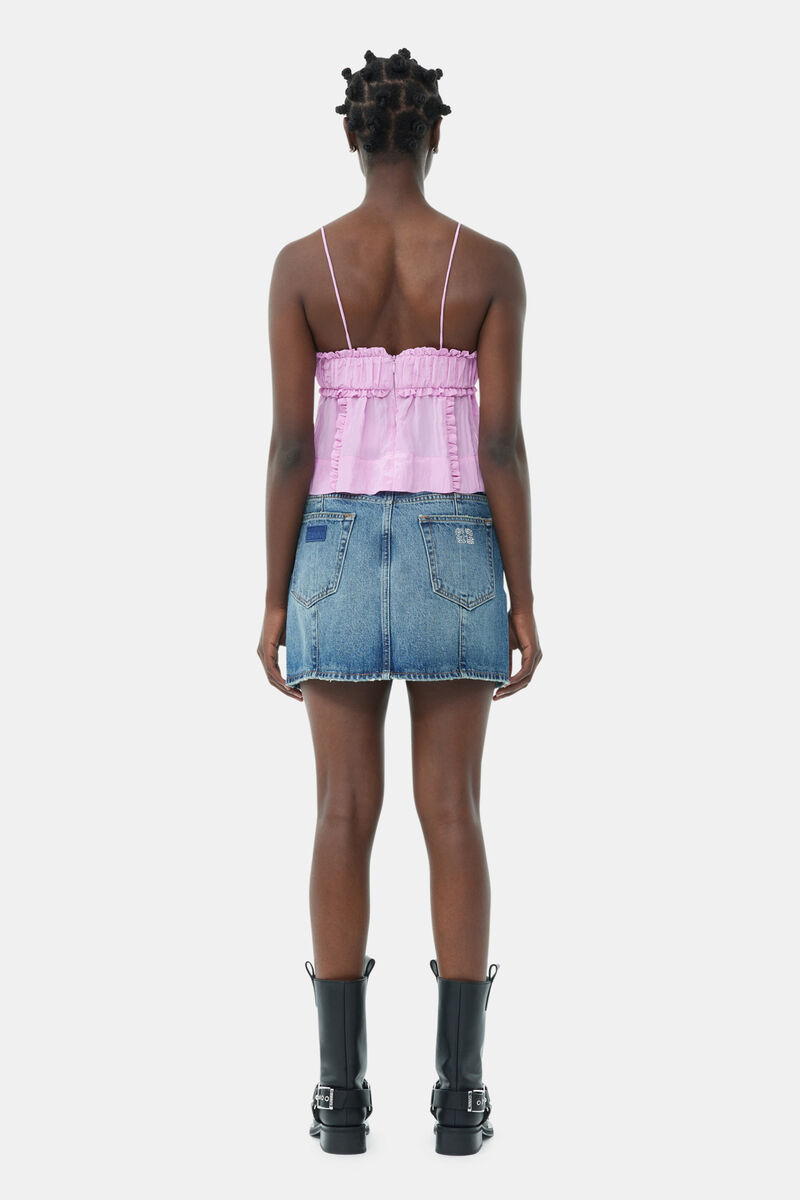 Lilac Sachet Pink Shiny Tech Strap Top | GANNI AE