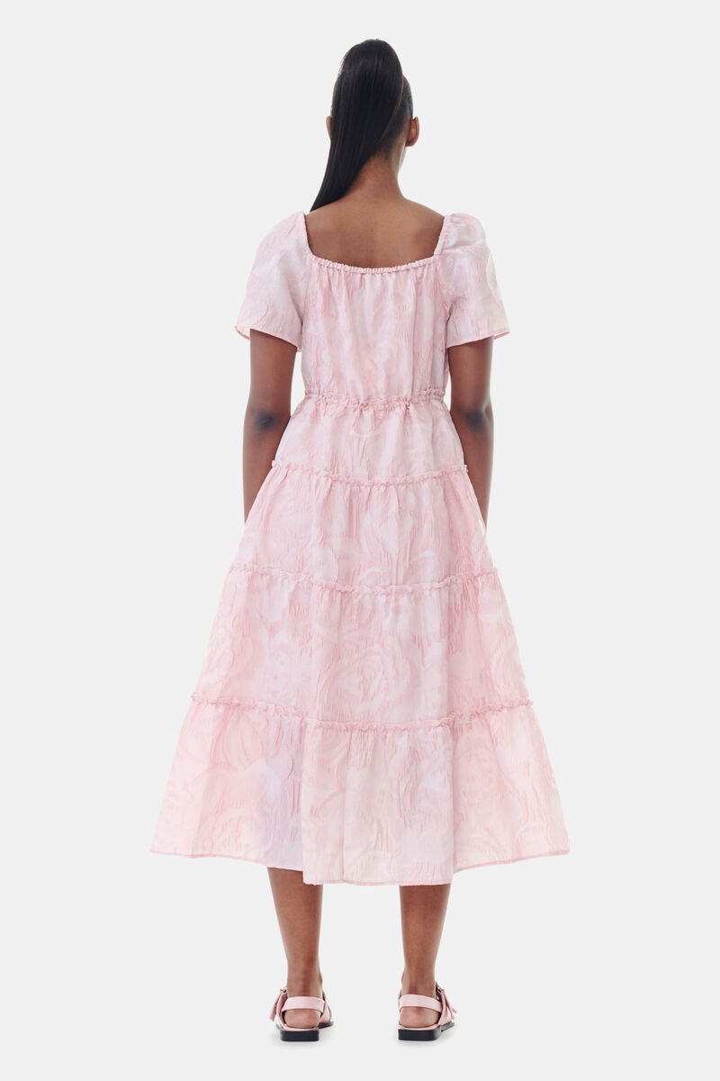 Bleached Mauve Pink Textured Cloqué Layer Dress | GANNI US