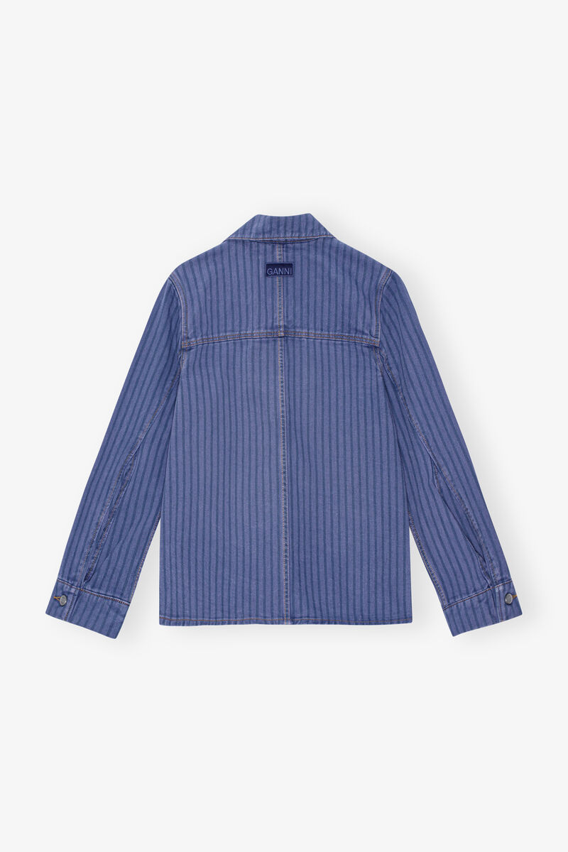 Country Blue Stripe Overdyed Denim Jacket | GANNI UK