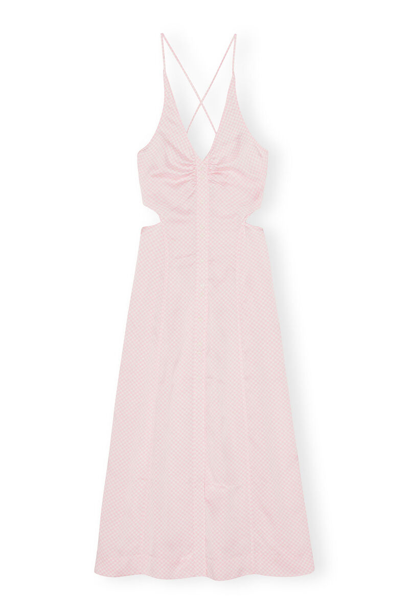 Light Lilac Lilac Satin Maxi Dress Ganni Ae