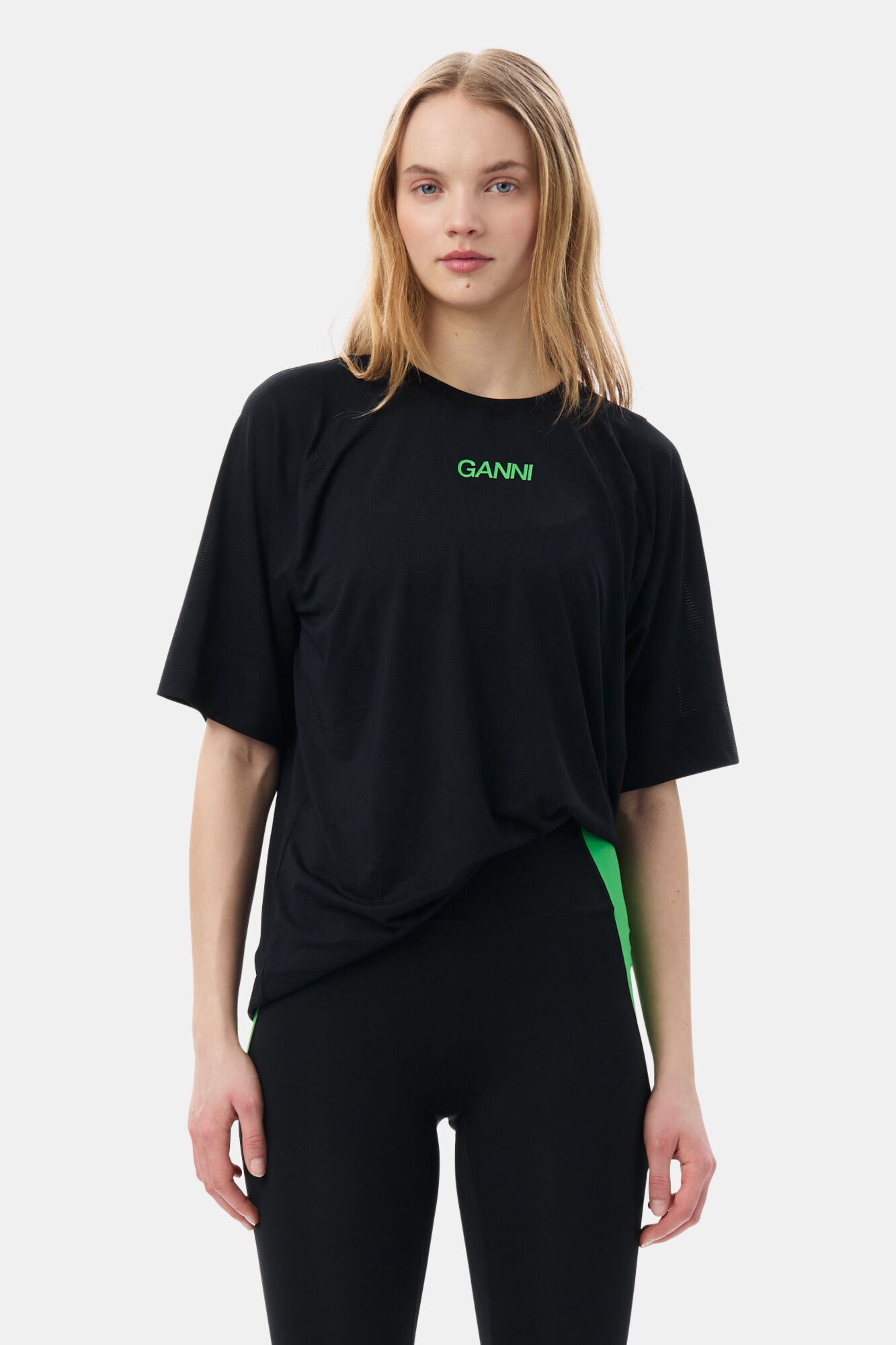 Black Active Mesh T-shirt | GANNI UK