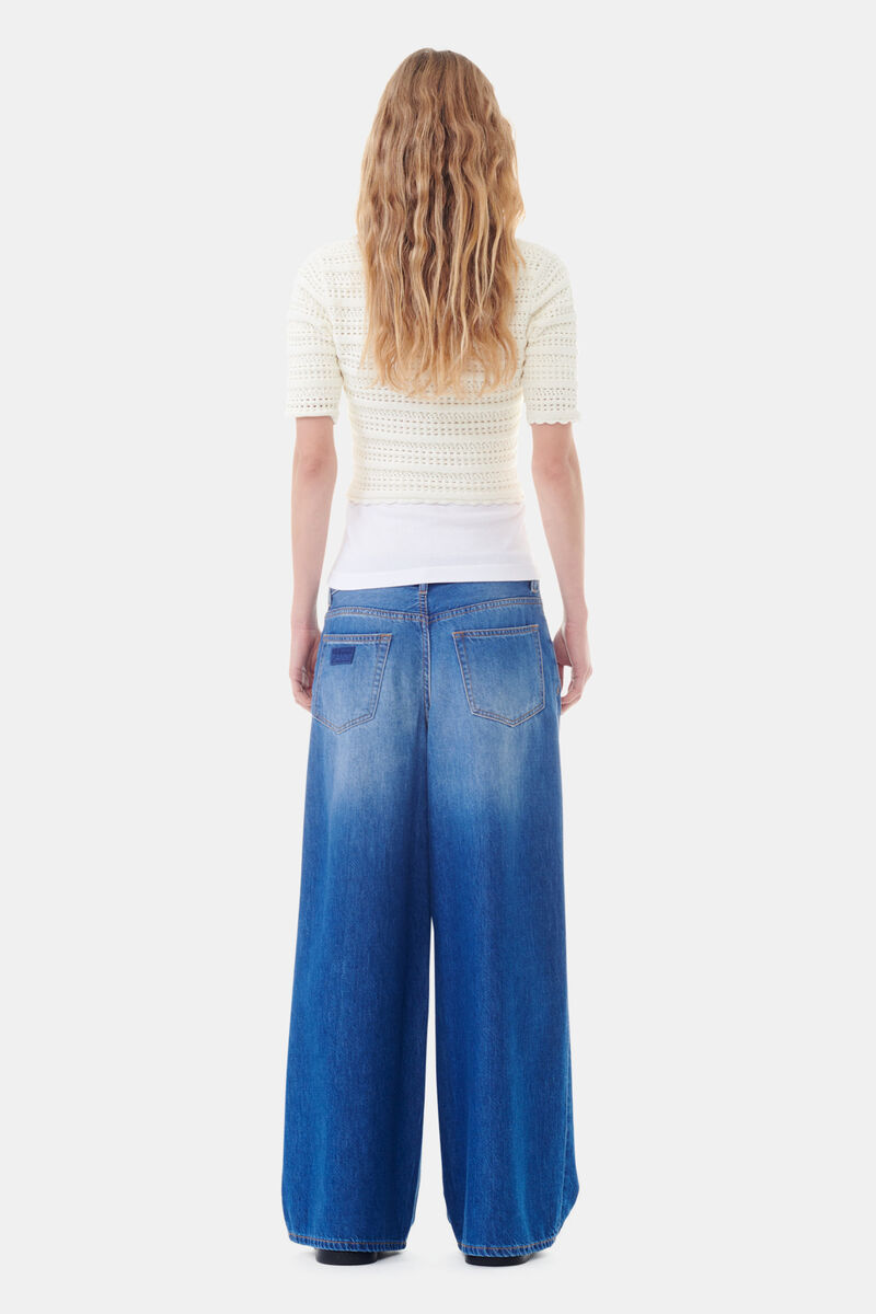 Egret White Pointelle Short Sleeve Cardigan | GANNI UK