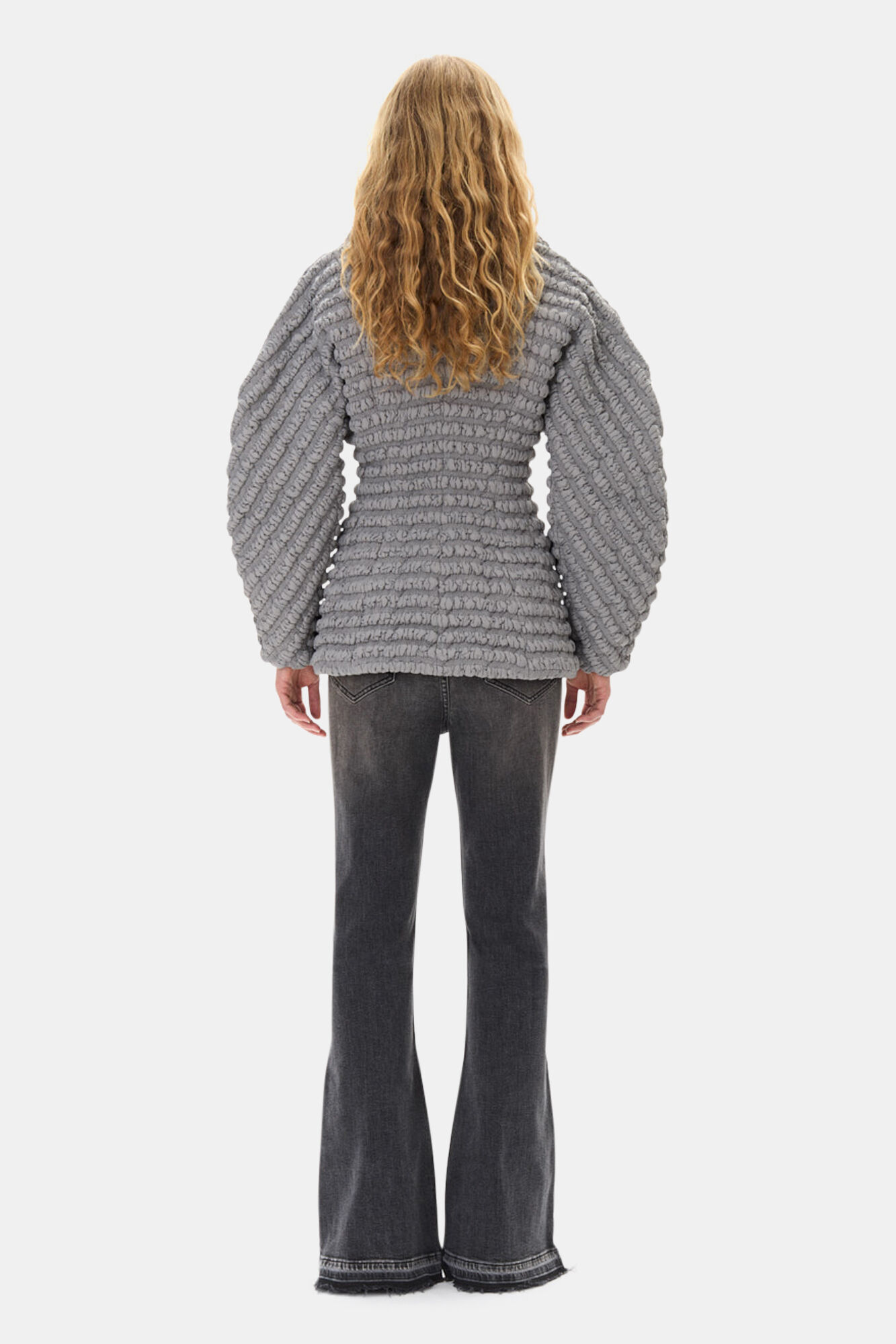 Mirage Gray Grey Stretch Quilt Curve Sleeve Jacket | GANNI