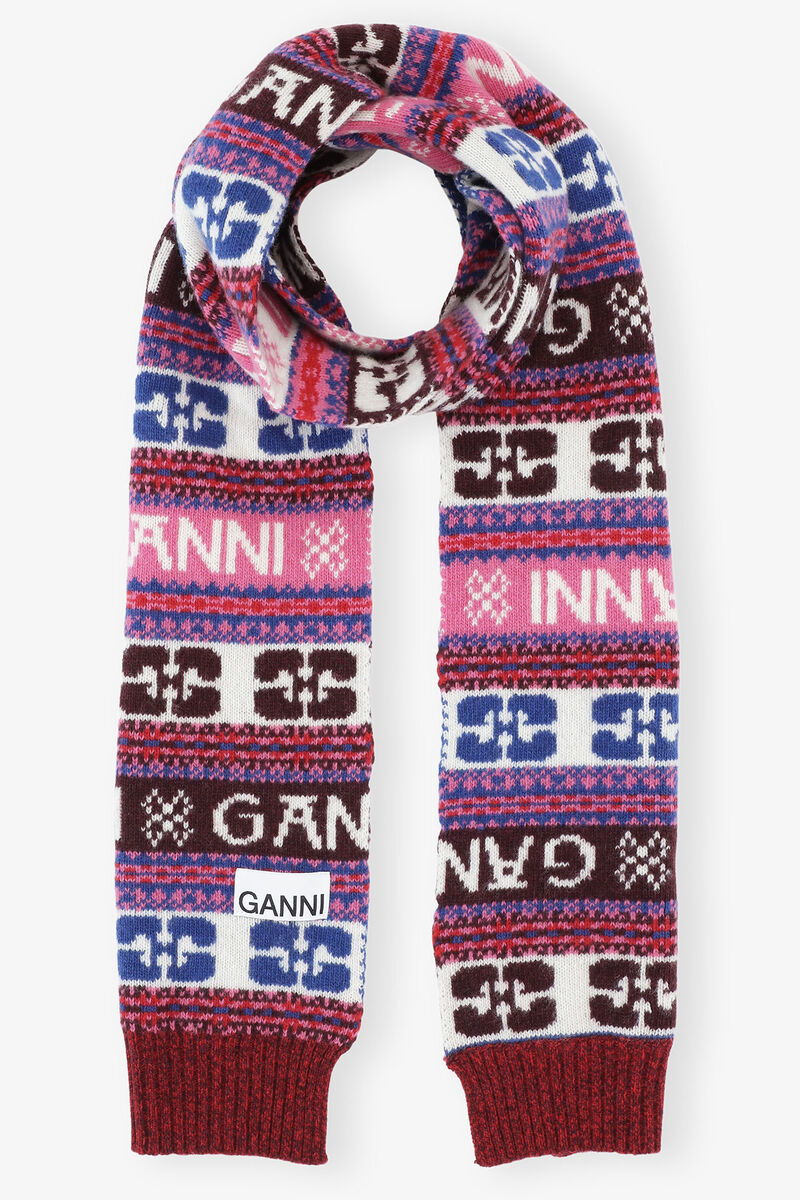 Multicolour Graphic Wool Scarf | GANNI US
