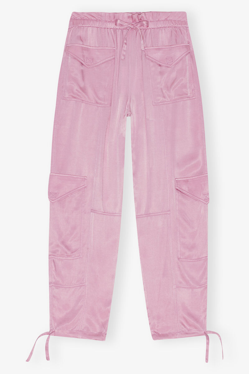 Bleached Mauve Pink Washed Satin Pants | GANNI UK