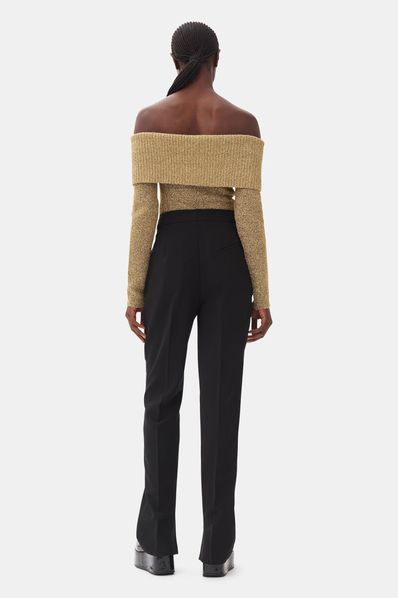 Gold Gold Sparkle Off-the-Shoulder Blouse | GANNI