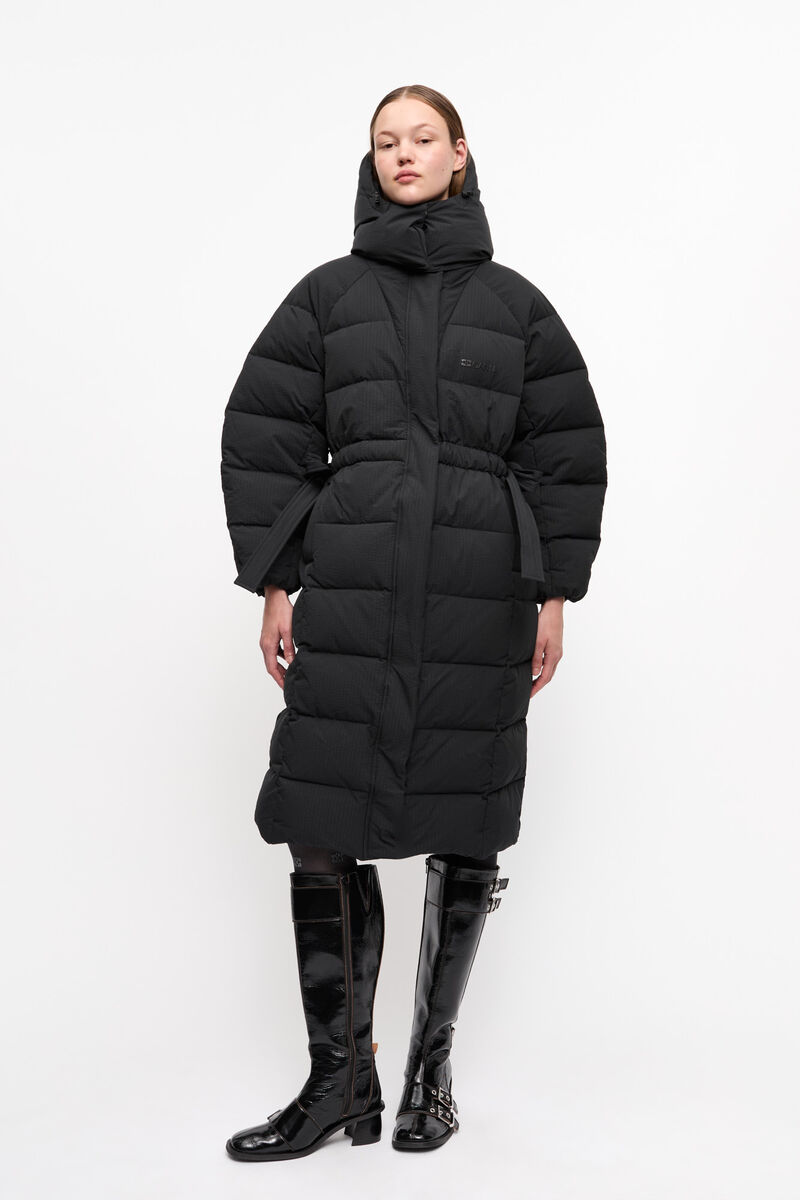 Black Black Tech Puffer Coat | GANNI AE