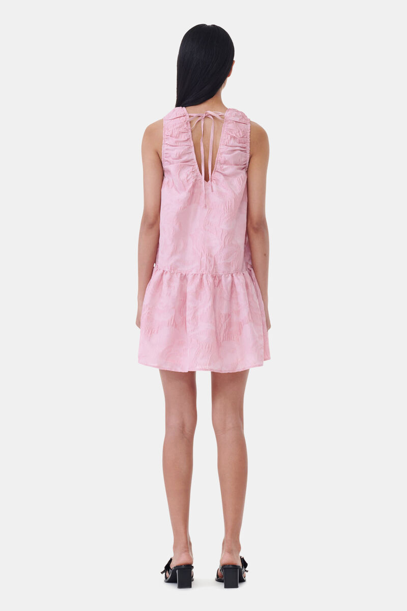 Bleached Mauve Pink Textured Cloqué Mini Dress | GANNI US