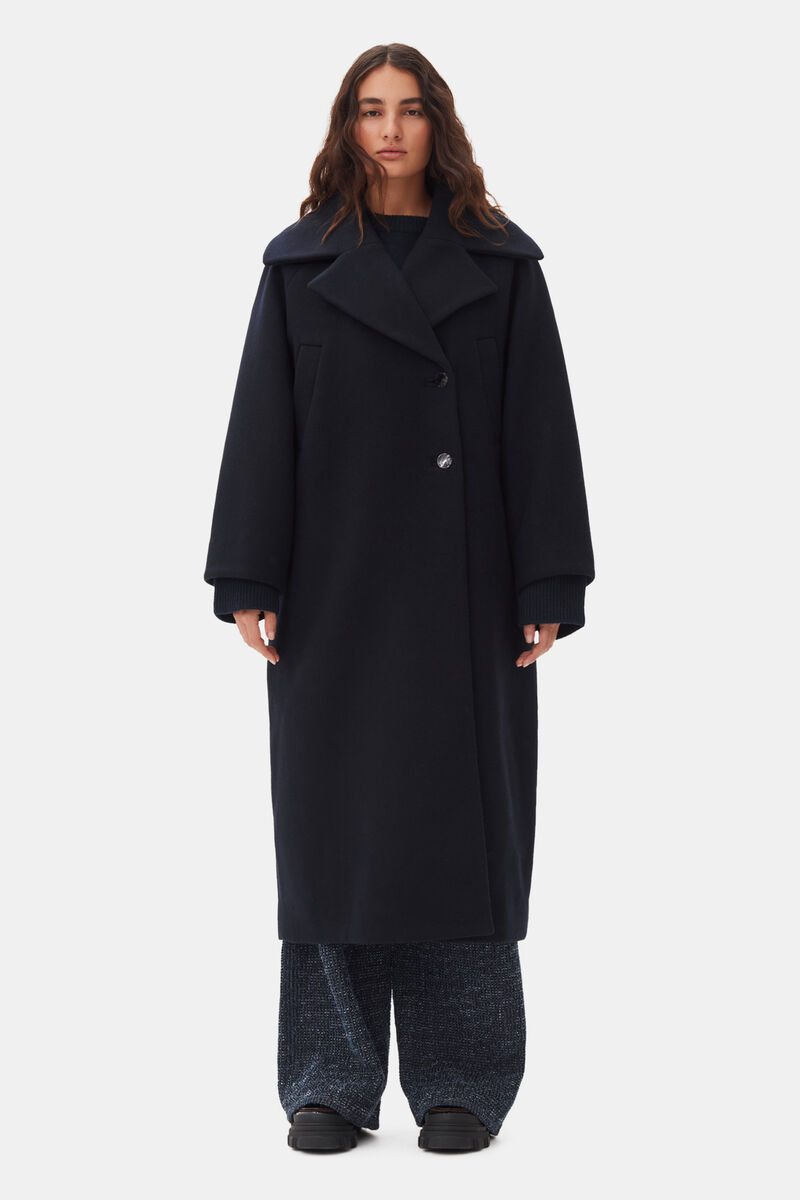 Dark Blue Wool Coat | GANNI