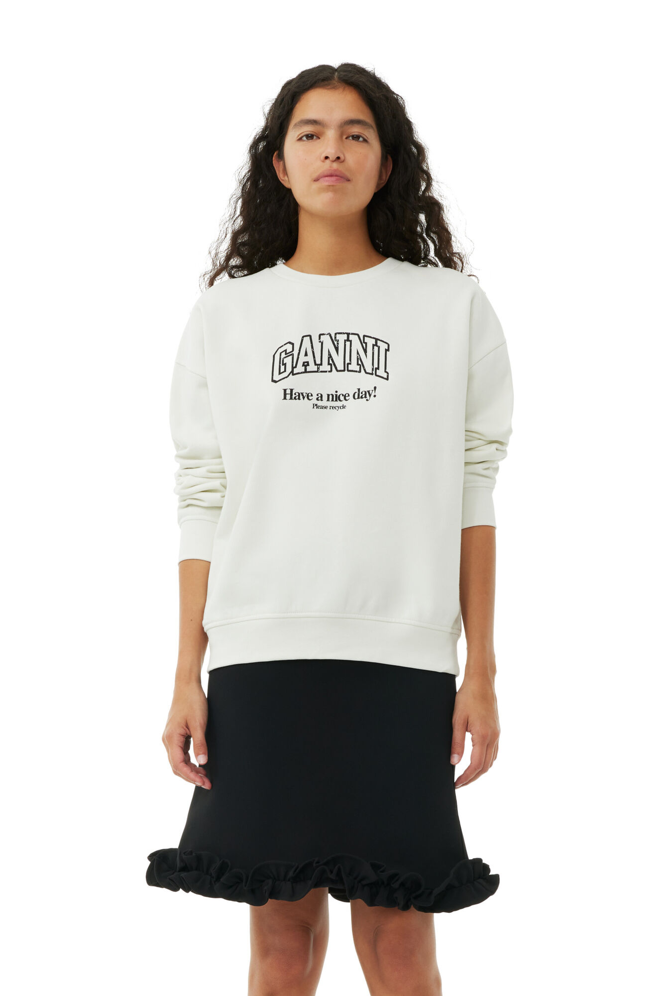 Egret White Grey Isoli Oversized Sweatshirt | GANNI AU