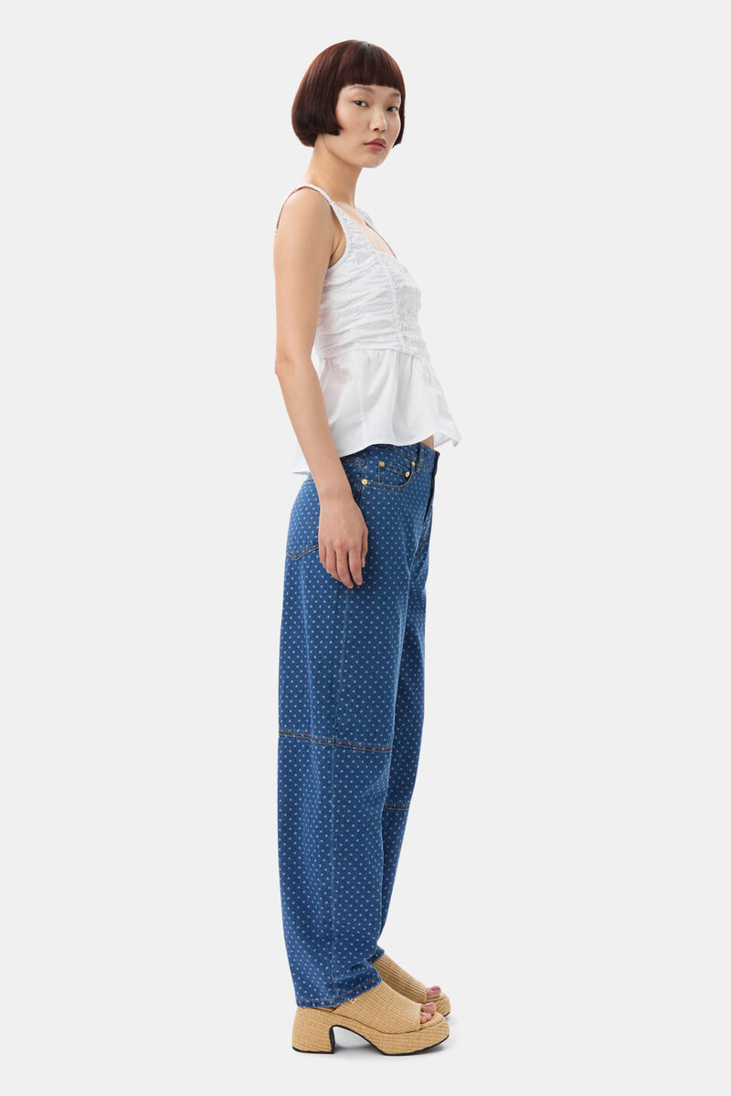 Blue Jacquard Denim Stary Jeans | GANNI